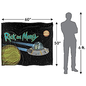 Rick and Morty Rick and Morty in Space Silky Touch Sherpa Back Super Soft Throw Blanket, Rick and Morty in Space