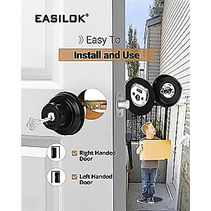 EASILOK Deadbolt Lock, E4 Twist-to-Lock Front Door Lock Keyless Heavy Duty Single Cylinder Deadbolt High Security with Unpickable Night Latch &Anti-Mislock Button, Zinc Alloy, Black