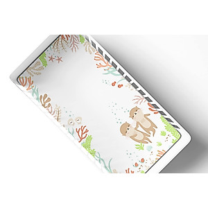 Twoborn - Fitted Crib Sheet for Twins - Boys, Girls, Unisex - Can't Have One Without The Otter Twins Nursery Decor, Premium 100% Cotton Jersey, Fits Standard Crib Mattress