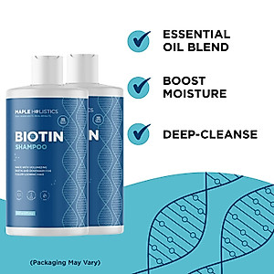 Volumizing Biotin Shampoo for Thinning Hair - Thin Hair Shampoo with Rosemary Argan and Essential Oils for Hair Care - Vegan Sulfate Free Shampoo for Damaged Dry Hair Paraben and Cruelty Free 2 Pack