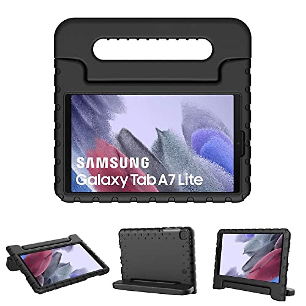 CCambro Kids Case for Samsung Galaxy Tab A7 Lite 8.7" SM-T220/SM-T225/SM-T227 2021 Tablet Kids Friendly Shockproof Case Lightweight Durable Foam Cover with Convenient Foldable Handle Stand, Black