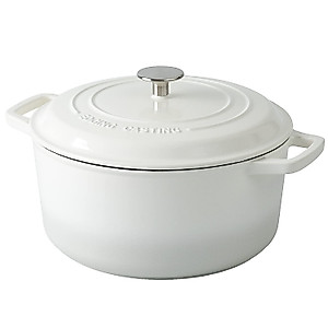 EDGING CASTING Enameled Cast Iron Dutch Oven Pot with Lid, 6-Quart Round Dutch Ovens Dual Handle, Bread Oven for Bread Baking, Oven Safe up to 500°F, White