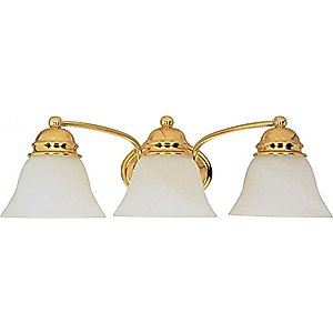 Nuvo 60/350 Three Light Empire Wall Vanity, 21 in, Polished Brass/Alabaster