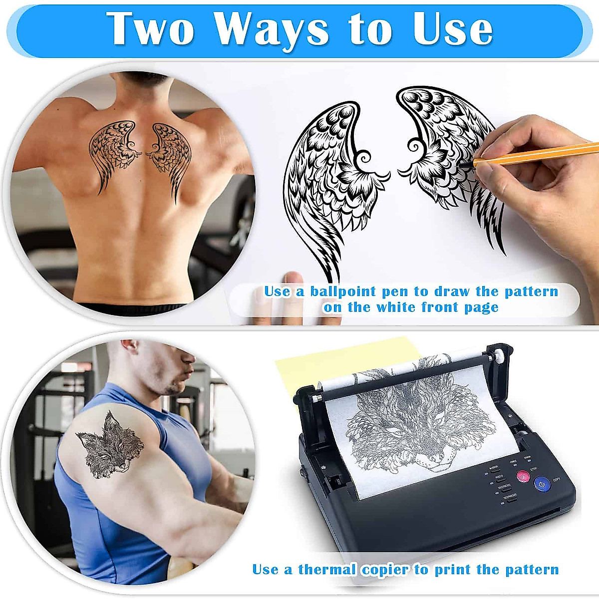 50 Sheets Tattoo Transfer Paper, Cridoz Tattoo Stencil Paper for Tattooing, Transfer Paper for Tattooing, A4 Size 8 1/4" x 11 3/4"