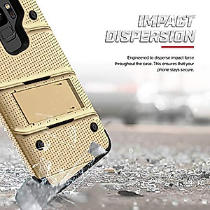 ZIZO Bolt Series for Samsung Galaxy S9 Case Military Grade Drop Tested with Tempered Glass Screen Protector Holster Gold Black