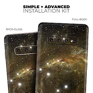 DesignSkinz Glowing Gold Universe Protective Vinyl Decal Wrap Skin Cover Compatible with The Samsung Galaxy S20 (Screen Trim & Back Glass Skin)