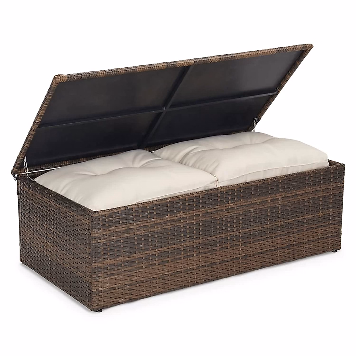 RICHSEAT Dark Brown Gradient PE Rattan Wicker Sectional Sofa 6 Piece 7 Seats Outdoor Patio Furniture Conversation Sets Loveseat Chair Seating Group with Cushions and Table