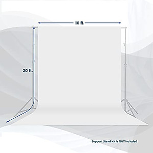 Julius Studio 10 x 20 ft. White Chromakey Photo Video Studio Fabric Backdrop, Background Screen, Pure White Muslin, Photography Studio, JSAG210