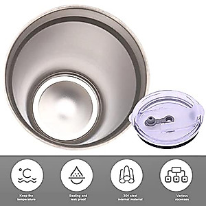 WOMHOPE 20 oz Tumbler Insulated with Lid Stainless Steel Thermos Cofe Milk Beer Travel Mug Double Wall Marble(Sandy dark blue)