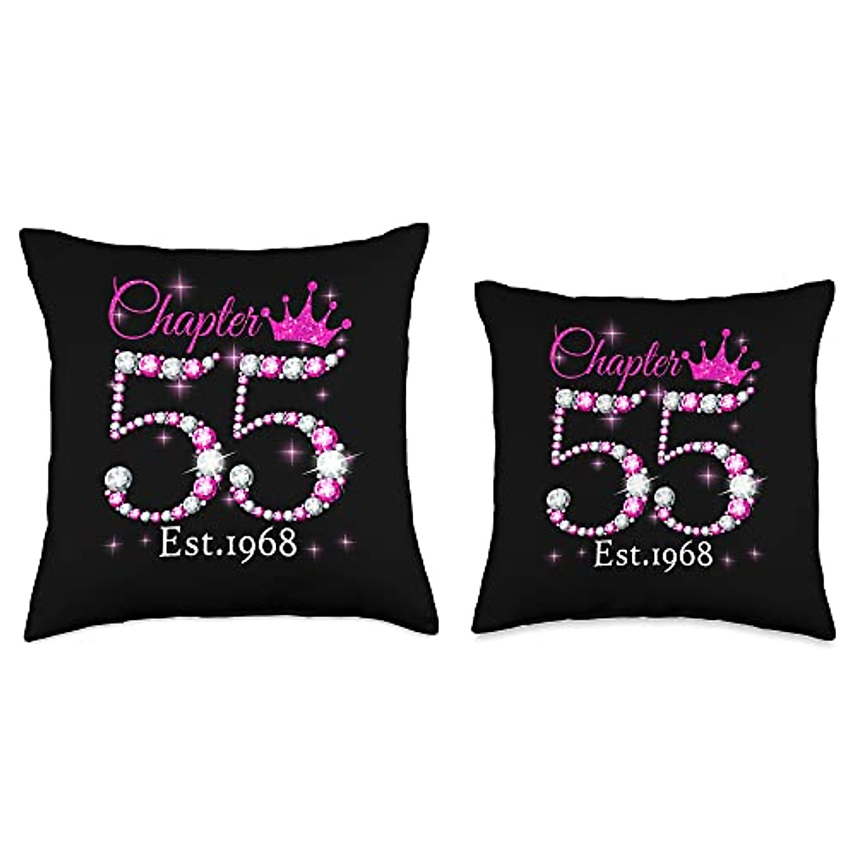 55 Years Old Birthday Queen Gifts Womens EST.1968 Womens Chapter 55 Made in 1968 Gifts 55th Birthday Queen Throw Pillow, 18x18, Multicolor