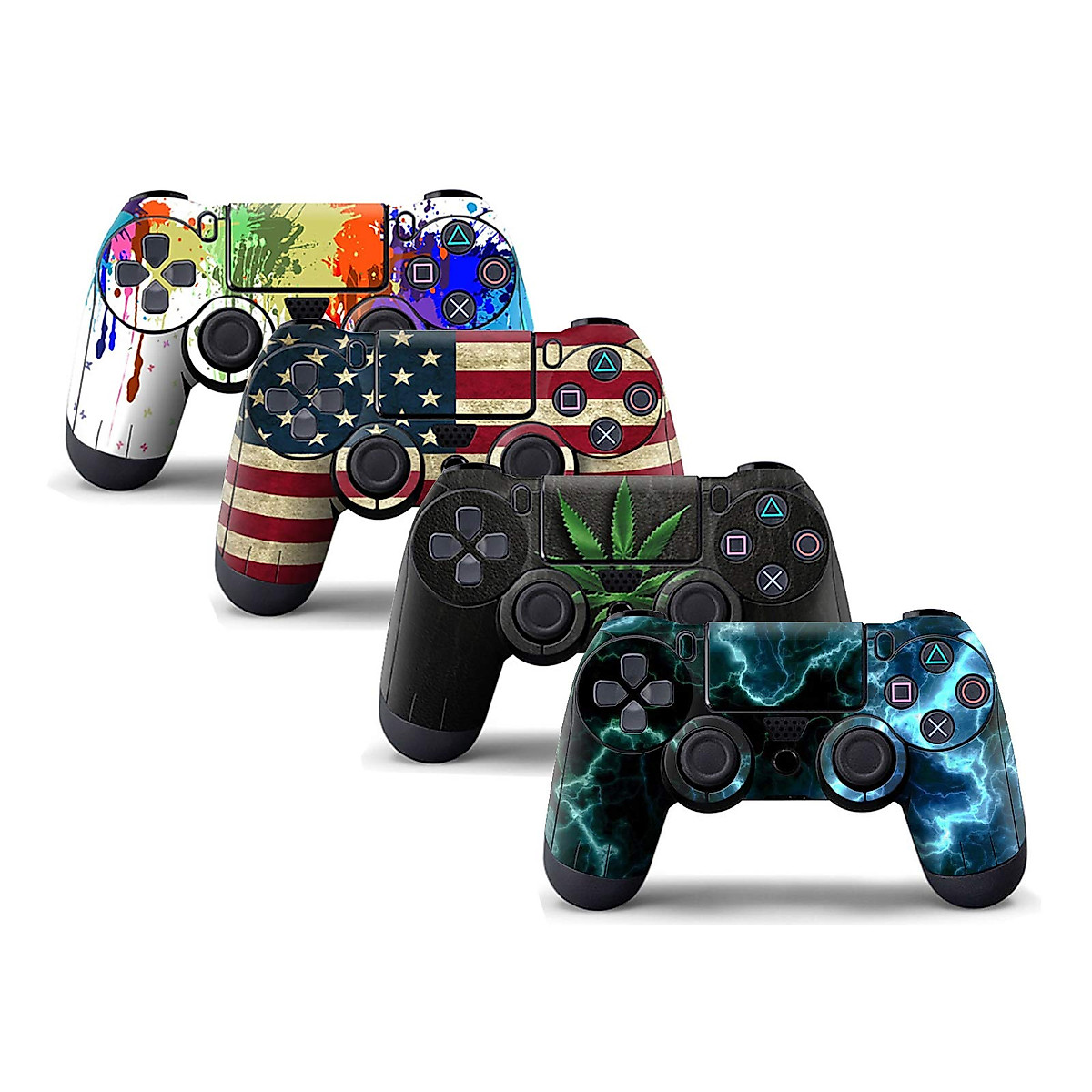 UUShop 4PCS Vinyl Skin Sticker Protector for Sony PlayStation PS4 Controller Joystick Four Styles Combination Kit