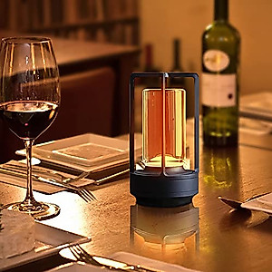 Leroxo Portable Metal Desk Lamp,Cordless LED Table Lamp,Touch Control Rechargeable Lamp,3-Levels Brightness Room Decor Desk Lamp,Bedside Lamp,Night Light (Light Black)