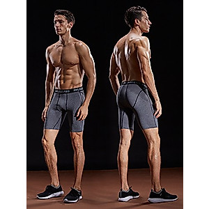 NELEUS Men's Spandex Compression Shorts Athletic Workout Running Performance Baselayer,3 Pack,047,Black,Grey,White,US S,EU M