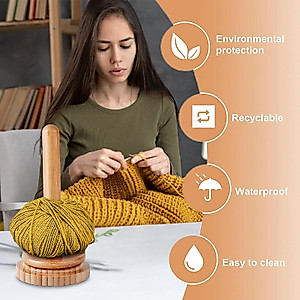 Wooden Yarn Holder Dispenser for Crocheting, Stand Ball Spindle Crochet and Sewing Tool, Prevent Yarn Tangling, Winding and Dispensing Accessories