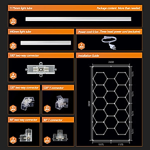 TOGJNDLL 𝑵𝒆𝒘 Hexagonal Garage Lights, Thickened Aluminum 14 Hex Grid with Rectangule Frame, High Brightness 672W 86400LM 6700K, for Garages, Shops, Basements, Car Detailing Shops, 3-Yr Warranty