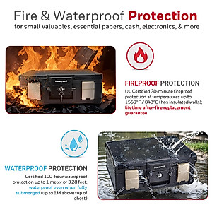 Honeywell Safes & Door Locks LHLP1103 30 Minute Fire Safe Waterproof Safe Box Chest with Carry Handle, Medium, 1103, Black, 7.3 litre