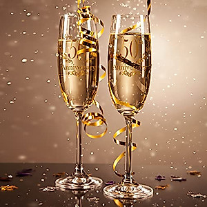 Tom Boy 50th Anniversary Champagne Flutes, Couple Gifts for Anniversary, Wedding Anniversary Champagne Flutes Glasses Set of 2, Married Couples gifts, Anniversary 50th Gifts for Parents