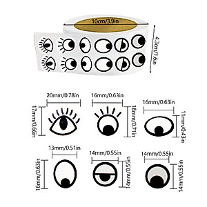BLMHTWO 2000 Pieces Eye Stickers Large Googly Eyes Self Adhesive Stickers Labels Black White Cartoon Wiggle Eye Stickers Eyeball Stickers for DIY Crafts Scrapbook Notebook Party Favor