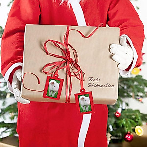 Cute Pig Christmas Photo Ornament Frame Red Picture Frame for Xmas Tree Hanging Decoration