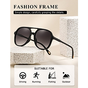 MASDUN Retro Square Aviator Sunglasses Womens Mens 70s Stylish Vintage Double Bridge Sun Glasses