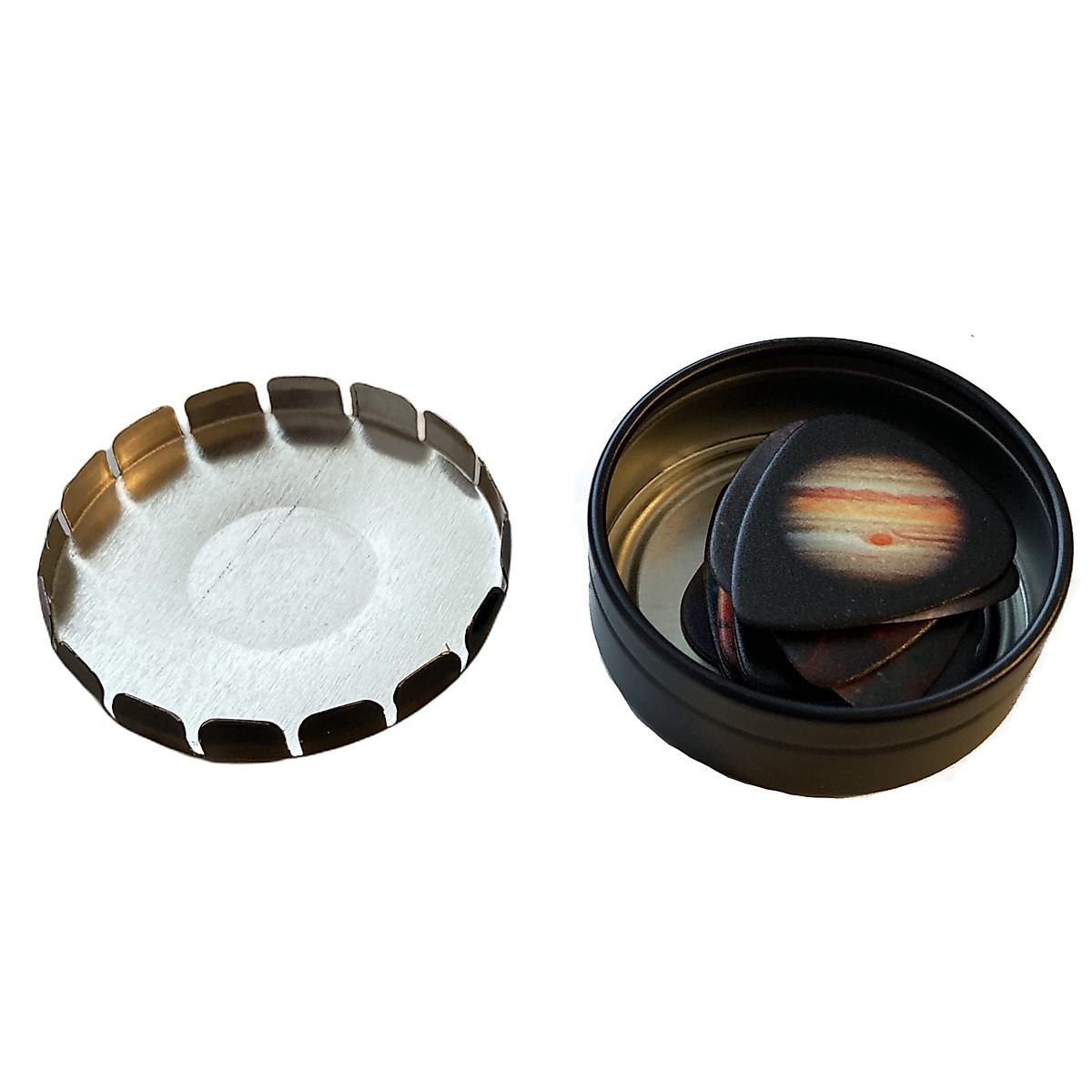 14-Pack Space Universe Guitar Picks Medium .71mm Pack of 14 Epic Guitar Picks with BONUS Guitar Pick Holder (will be random color) Leather Guitar Pick Keychain Holder and Tin Carrying Storage Case