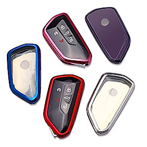Soft Tpu Smart Remote Car Key FOB Cover Holder Case Fit for Volkswagen VW MK8 Golf/GTI Skoda Enyaq Octavia Full Protection (Silver)