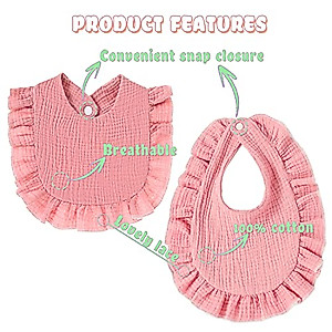 Mccotwe Baby Bibs Muslin Drool Bibs Teething Bibs Lap-shoulder Drool Cloths Bibs 100% Organic Cotton 4-Layer Absorbent& Soft& Breathable Muslin Baby Bibs for Girls Multi-Use Scarf Bibs