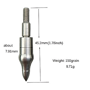 AMEYXGS 12 Pack Archery Field Points 125/150 Grain Stainless Steel Screw in Arrow Tips Target Practice Bullet Points for Hunting Shooting (150 Grain)