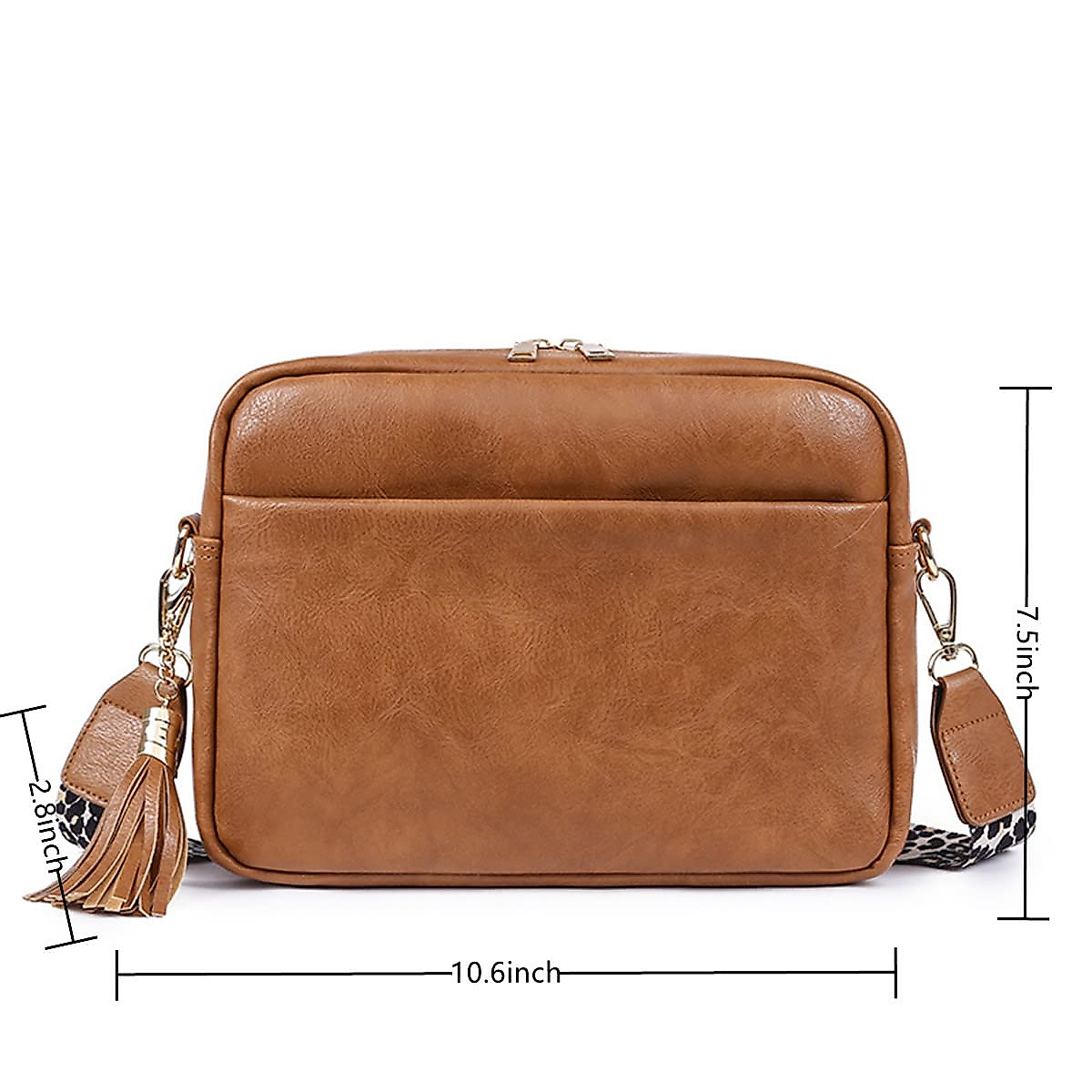 WIGUYUN Retro Tassel Cross Body Purse Small Soft Vegan Leather Handbag Casual Daily Shoulder Bag for Women/Girls,Brown