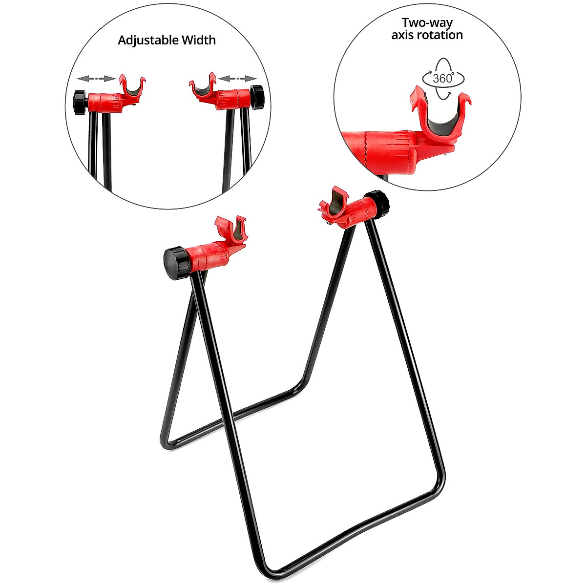 QWORK Easy Utility Bicycle Rack, 2 Pack Bike Floor Stand, Freestanding Bicycle Floor Repair Rack Stand, Foldable Indoor Outdoor Bicycle Garage Stand for Bicycle Storage