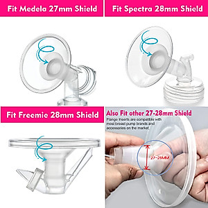 LOZAEVE 25mm Silicone Flange Inserts Compatible with for Spectra S1/S2, Medela, Bellababy, Elvie, Willow go, Momcozy S9 S10 S12, Freemie Breast Pump Insert Shields, Reduce 27-28mm Tunnel to 25mm, 2pcs