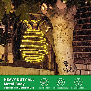 MUEQU 2Pcs Garden Solar Lights, Waterproof LED Solar Hanging Lantern Pineapple Fairy String Light,Solar Patio Lights Night Light for Yard Outdoor Home Decoration Light (Warm White)