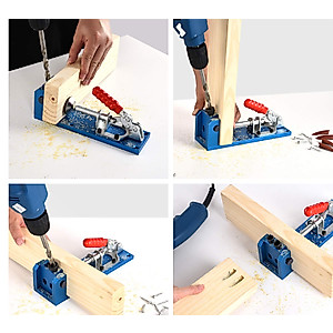 Pocket Hole Jig Kit Dowel Drill Joinery Screw Kit All-In-One Aluminum System Set Jig Wood Woodwork Guides Joint Angle Tool Carpentry Locator