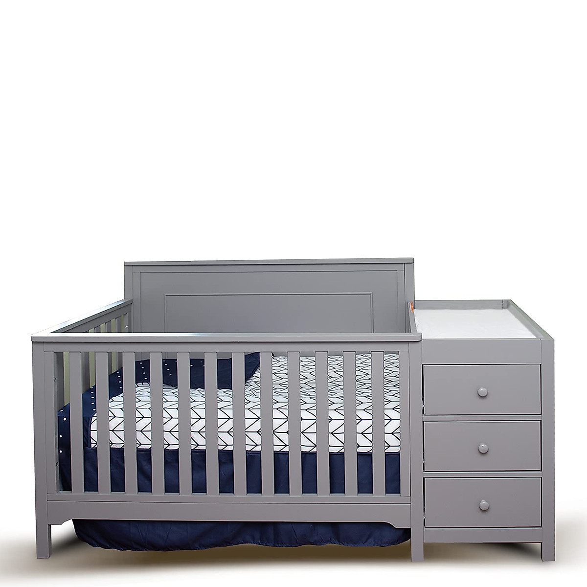 STORK & STYLE Modern Nursery Crib Set - 3 Piece - Microfiber Nursery Bedding Set for Baby Boys or Baby Girls - Navy Blue