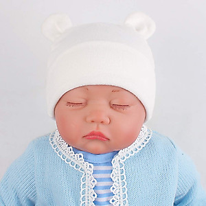 Cotton Newborn Baby Girls Hat Spring Newborn Boys Hat Cute Rabbit Infant Beanie (White+Pink+Khaki(Premiee/Newborn))