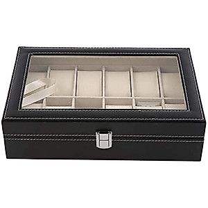 ZZYINH AN207 Leather Watch Box Jewelry Storage Box Organizer for Earrings Rings Bracelet Display Holder Case Small Jewelry (Color : Black)