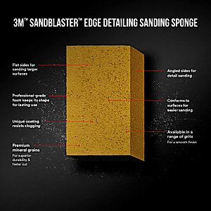 3M SandBlaster Dual Angle Sanding Sponge Gold, 4.5 in. x 2.5 in. x 1 in., 220 Grit, 3/Pack