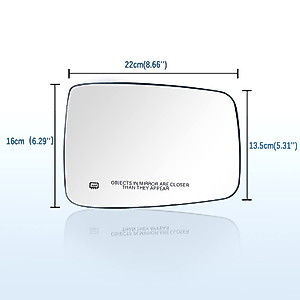 68050298AA Passenger Right Side Heated Mirror Glass Compatible with 2009-2018 Dodge Ram 1500 2500 Right Heated Convex Mirror Glass with Rear Holder Replace 68079362AA