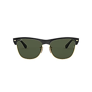 Ray-Ban RB4175 Clubmaster Oversized Square Sunglasses, Demi Gloss Black On Gold/G-15 Green, 57 mm