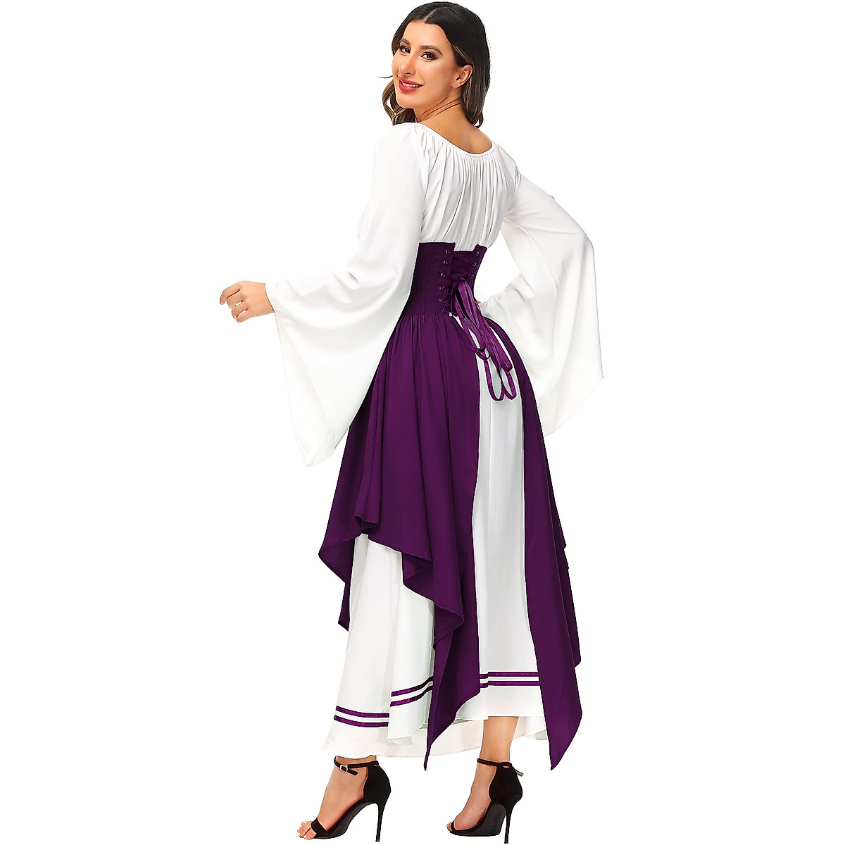 Arplvf Renaissance Dress Women Medieval Dresses For Women Ren Faire Costume Irish Over Dress Purple M