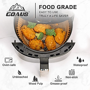 GOAUS Air Fryer 100 Pcs Round Paper Liners Disposable Large for 5 to 8 Qt Basket, 7.9 inch Unbleached Non-stick Oil-proof Parchment Paper