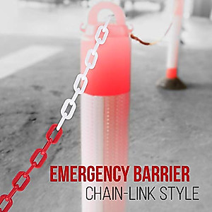 Pyle Safety Chain Barrier Plastic Links - 82' Ft Caution Security Chain Link Barriers Crowd Control, Door Driveway Garage Kids Safety Blocker, Multi color (6mm)