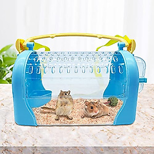 Tfwadmx Hamster Travel Carrier Portable Cages with Water Bottle Gerbil Transparent Travel Carry Case Outdoor Vacation House for Miniature Rabbit,Chinchilla and Other Small Rodents