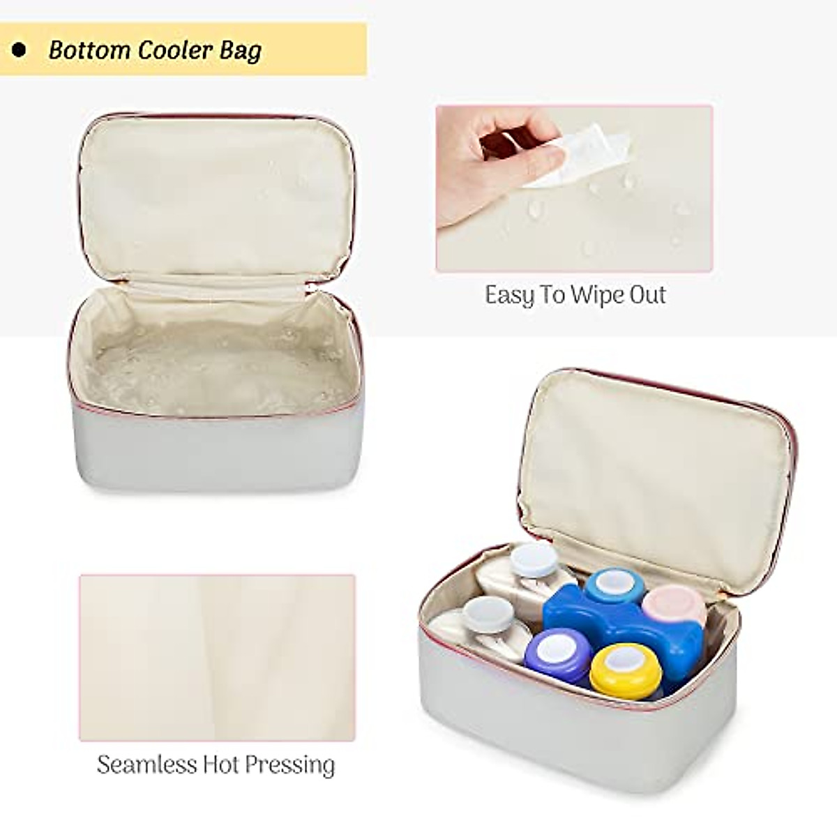 Damero Wearable Breast Pump Bag with Cooler Compatible with Elvie and Willow Breast Pump, Double Layer Carrying Case with Detachable Design and Waterproof Mat for Wearable Breast Pumps and Extra Parts