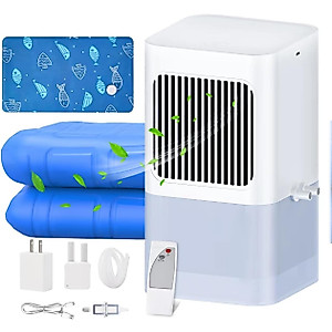 Bed Cooling System - Newest Water Cooling Mattress Pad with Water Cooling System, Portable Chiller with Remote Control, PVC Chilled Mattress Topper and Small PVC Pillow - 63" L x 28" W