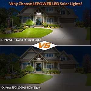 LEPOWER 1600LM Solar Security Lights, Motion Sensor Outdoor Light IP65 Waterproof, 270° Wide Lighting Angle Security Lights Solar Powered, Sensitive PIR Motion Sensor for Yard, Porch, Garage