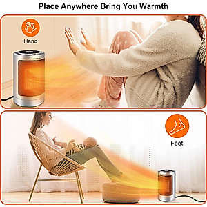 Space Heater, 1500W Ceramic Quiet Room Heater with Adjustable Thermostat, Tip-Over and Overheat Protection, Portable Electric Heater for Office Bedroom Indoors