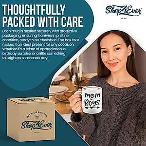 shop4ever Mom of Boys Ceramic Coffee Mug Tea Cup, Boy Mama Mother's Day Gift 11 oz (White)