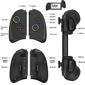 VANJUNN Joy Pad Controller for Nintendo Switch OLED and Switch 2017, Replacement Wireless Controller with Precise Motion Control, Back Button and Turbo for Nintendo Switch Joycon Controllers