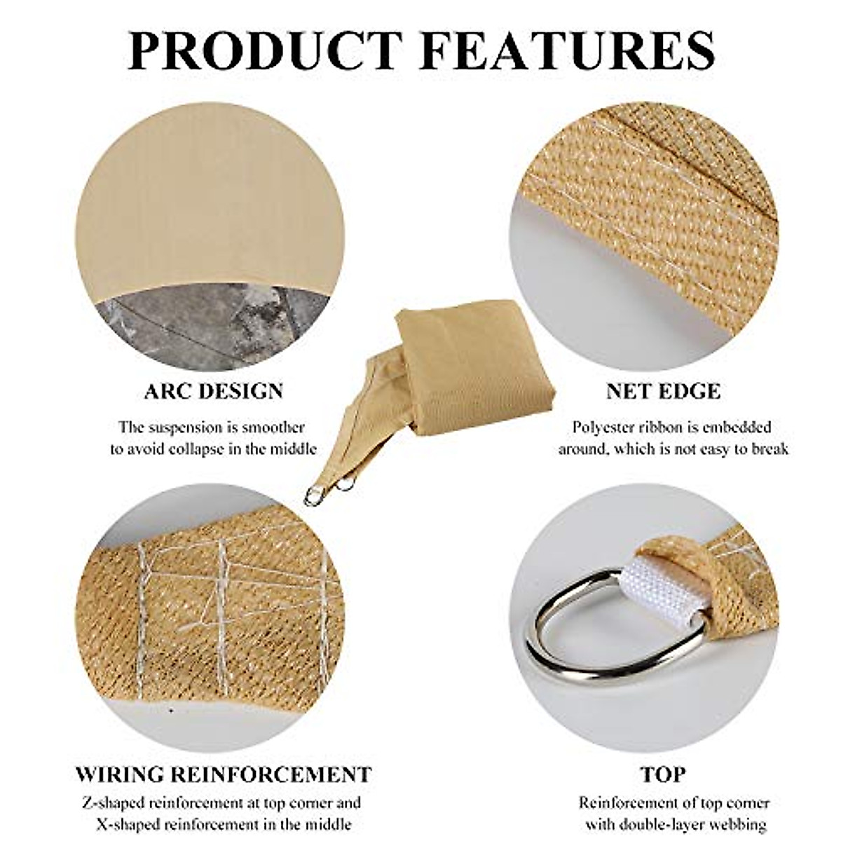 Candy Park TK-PINLI 9'10'' x 9'10'' x 9'10'' Triangle Sun Shade Sail UV Block for Outdoor Patio Garden